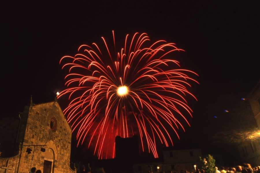 Country Fireworks in Italy. Tuscany Countryside